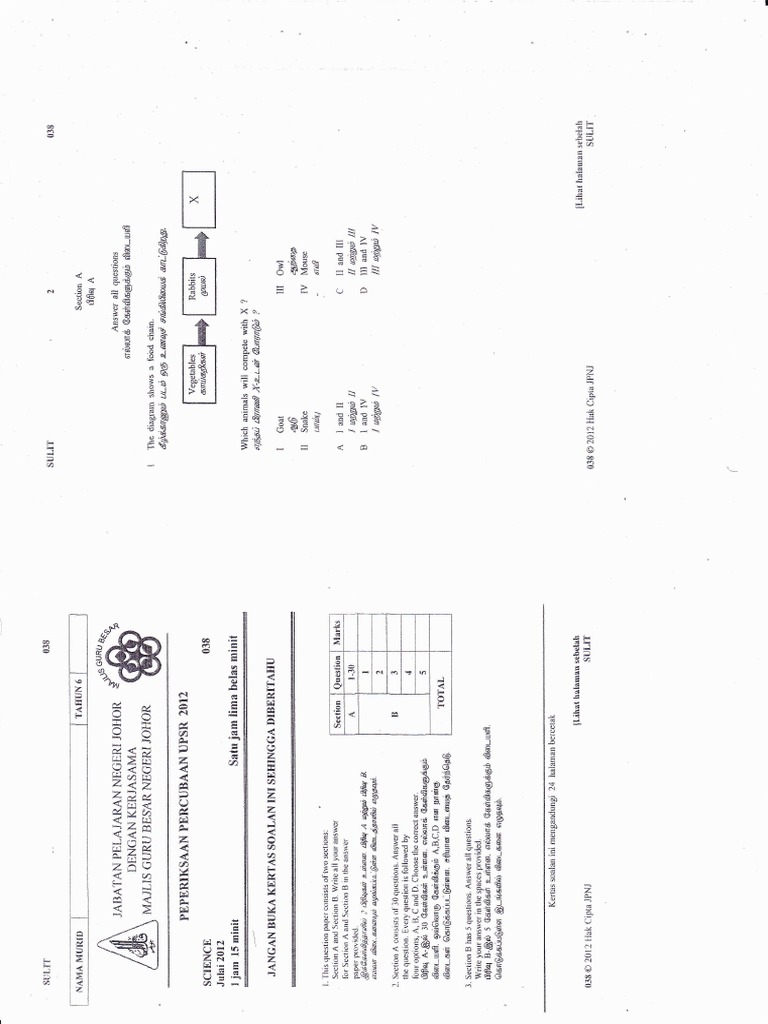 Johor Science Trial Paper | PDF