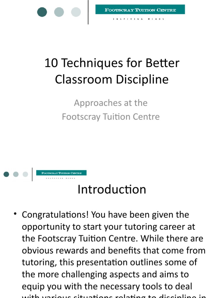 10 Techniques For Better Classroom Discipline | PDF | Classroom | Teachers