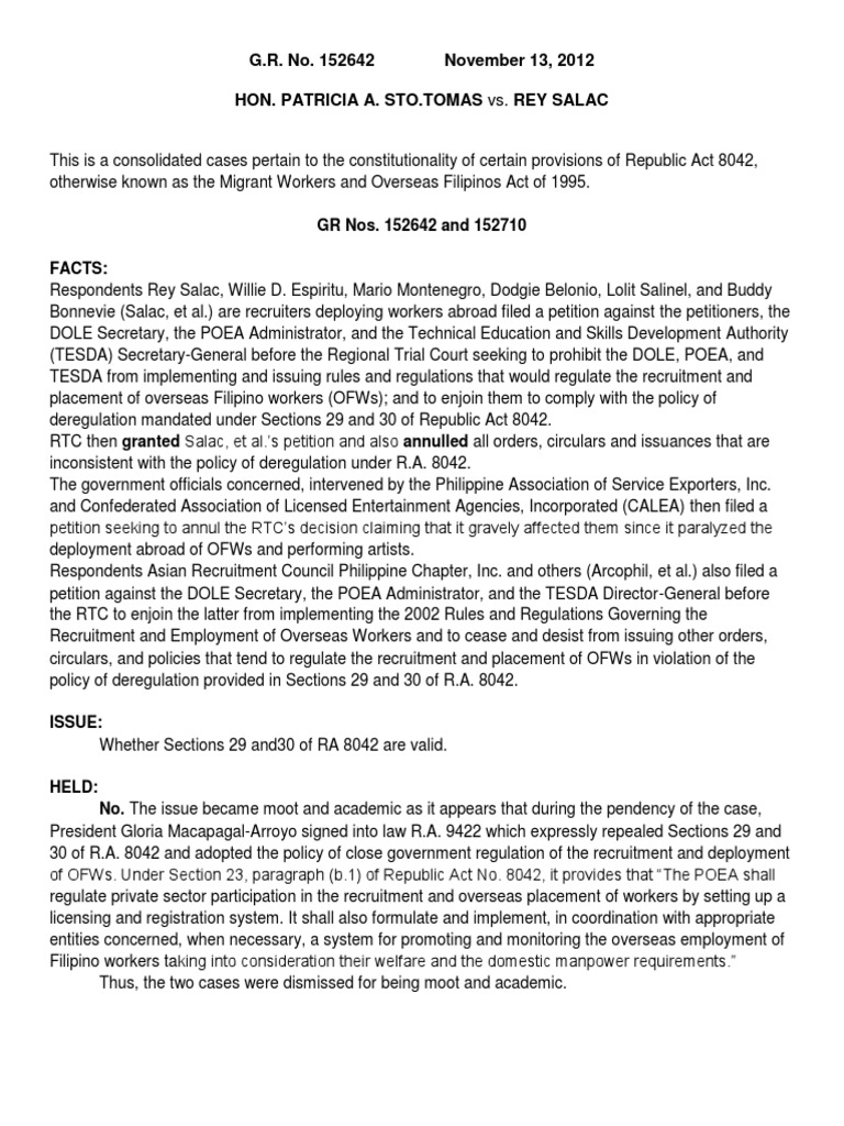 G.R. No. 152642 November 13, 2012 Hon. Patricia A. Sto - Tomas vs. Rey ...