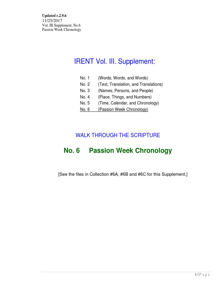 Solving The Passion Week Chronology | PDF | Passover | Last Supper