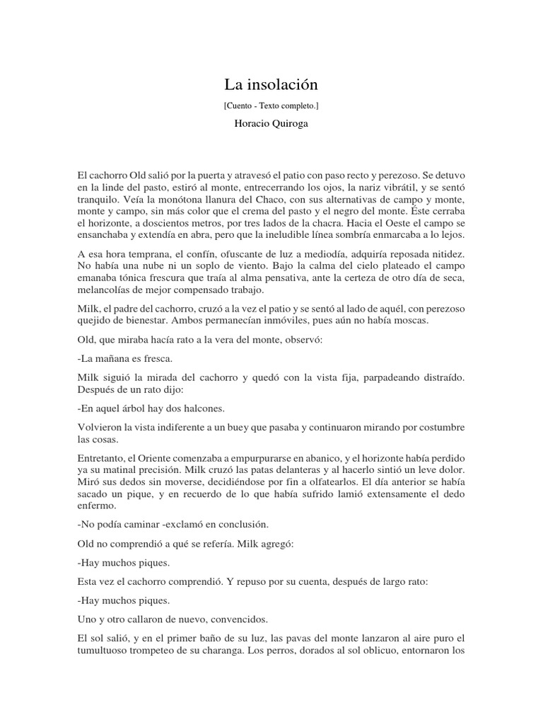 La Insolación - Horacio Quiroga | PDF | Perros | Caballos