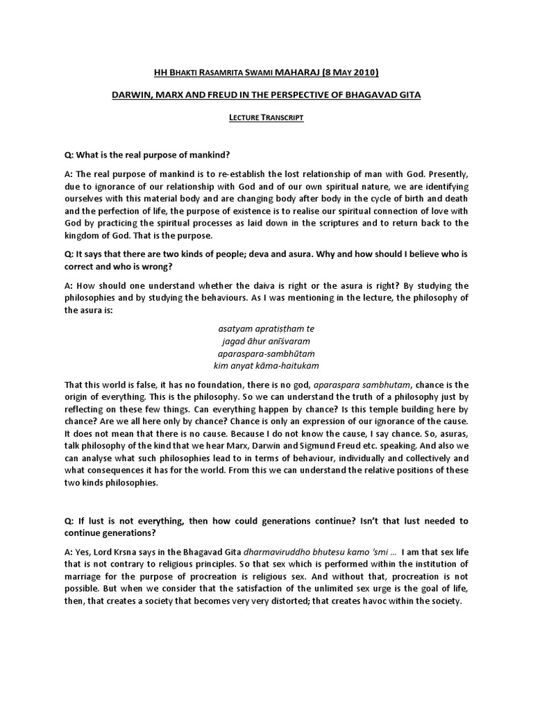 Darwin - Marx and Freud in The Perspective of The Bhagavad Gita by HH ...
