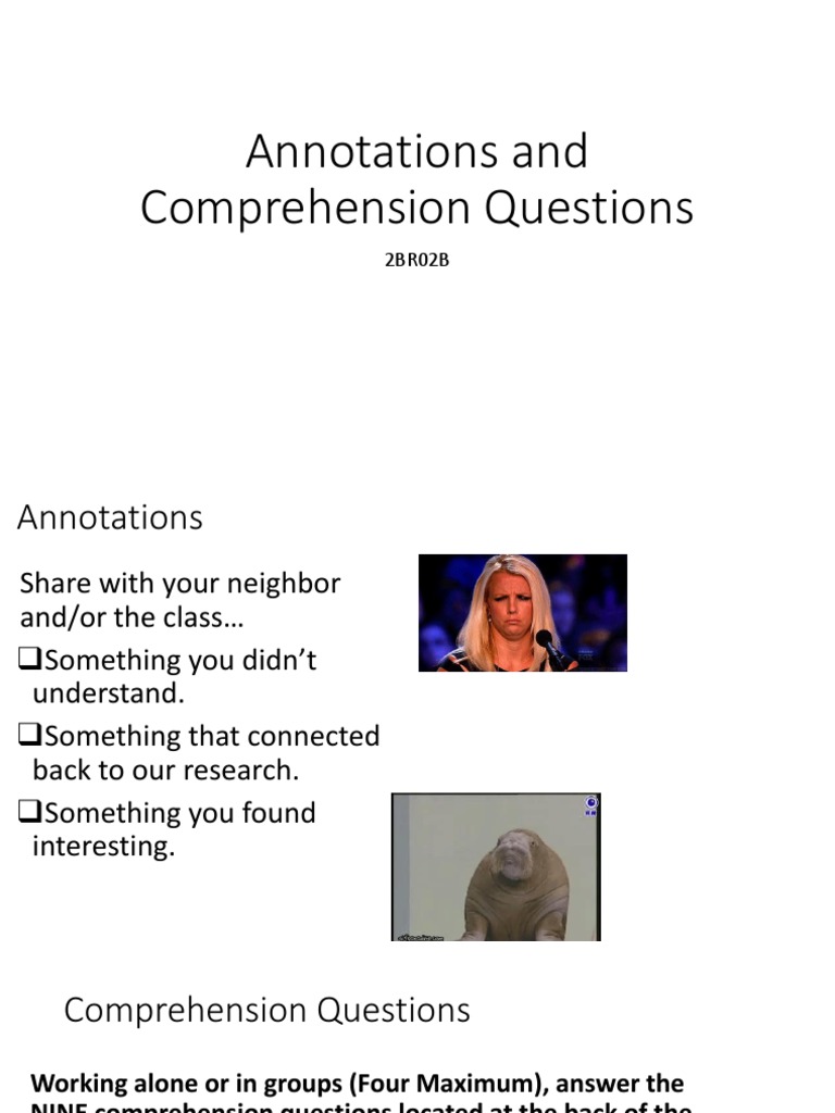 annotations and comprehension questions