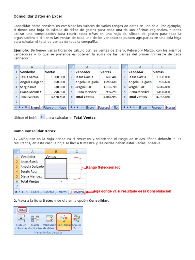 Consolidar Datos en Excel | PDF | Hoja de cálculo | Point and Click