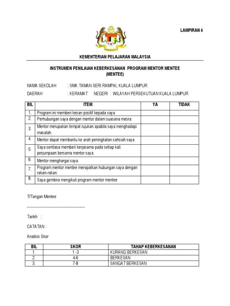 Borang Penilaian Mentor Mentee | PDF