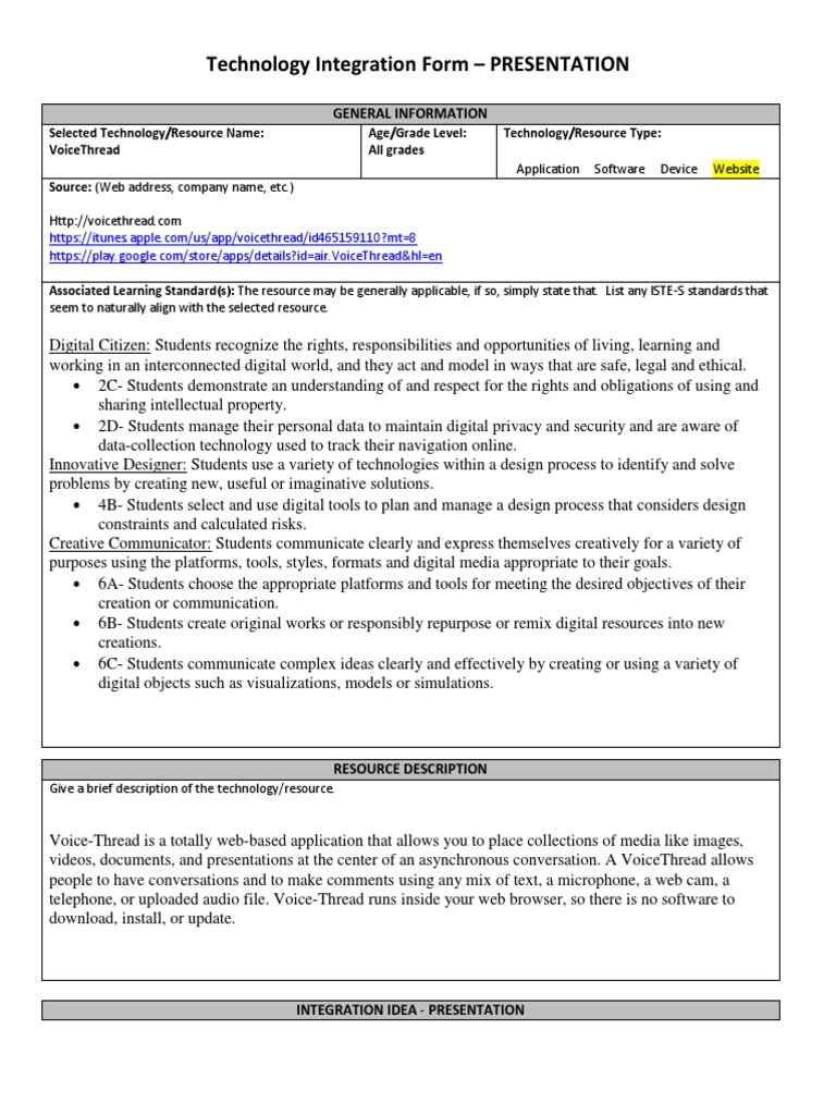 Technology Integration Template-Presentation | PDF | Communication ...
