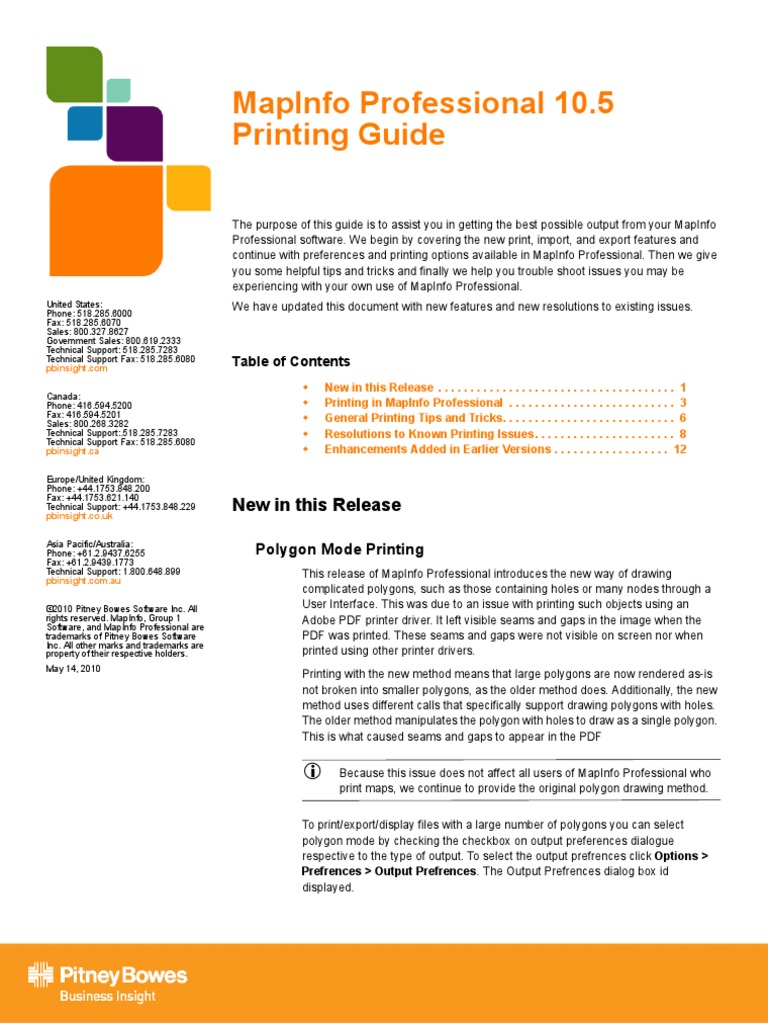 Mapinfo Professional 10.5 Printing Guide: New in This Release | PDF ...