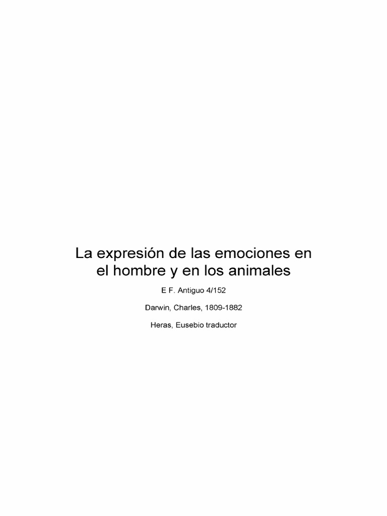 Darwin Charles La Expresion De Las Emociones En El Hombre Y En Los