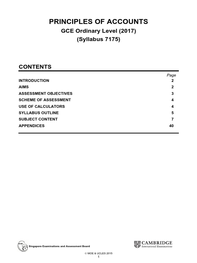 Understanding the Principles of Accounts Syllabus for the GCE Ordinary ...