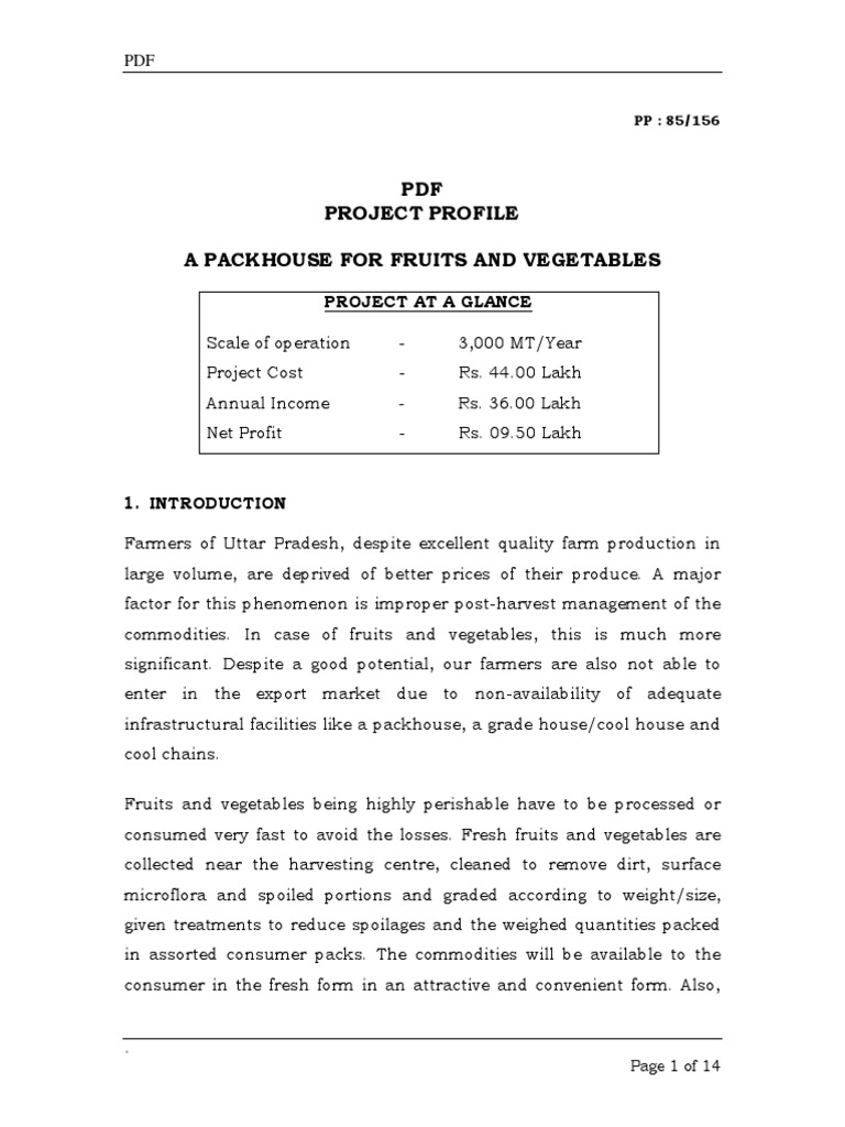 A Packhouse For Fruits and Vegetables | PDF | Vegetables | Agriculture