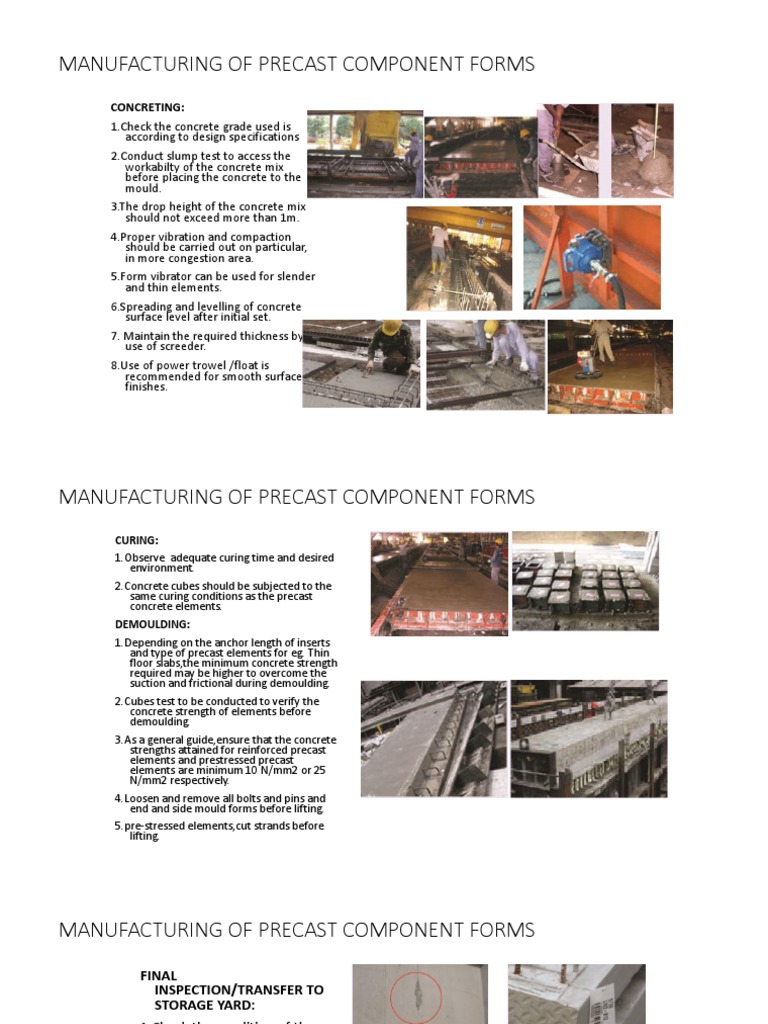 Manufacturing of Precast Component Forms: Concreting | PDF | Precast ...