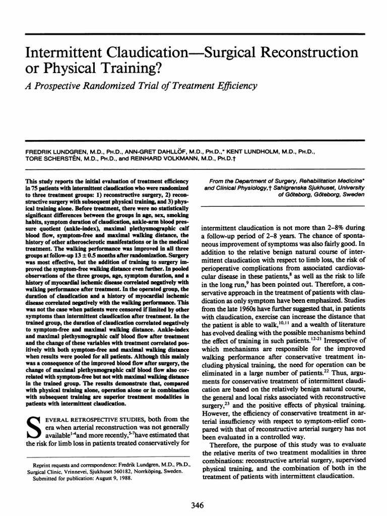 Intermittent Claudication-: Reconstruction | PDF | Aorta | Atherosclerosis