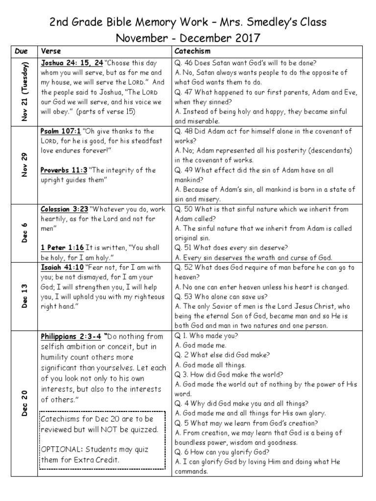 2017-11 Nov Dec On Bible Memory Work | PDF | God In Christianity | Adam