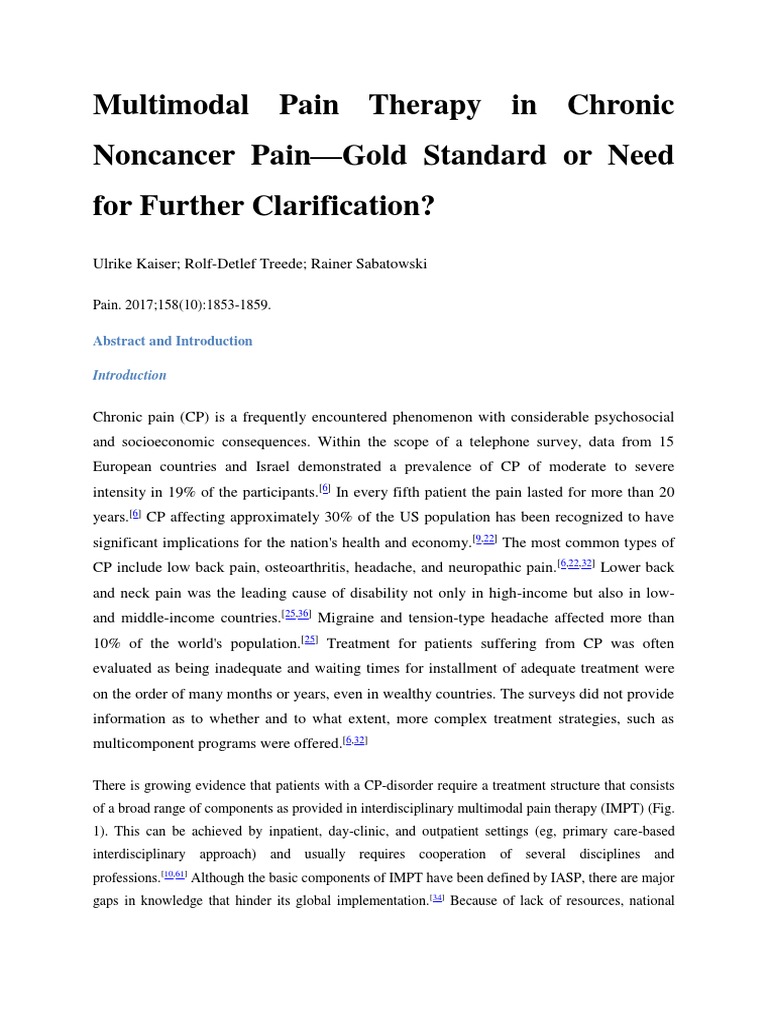Multimodal Pain Therapy in Chronic Noncancer Pain (Eng) | PDF ...