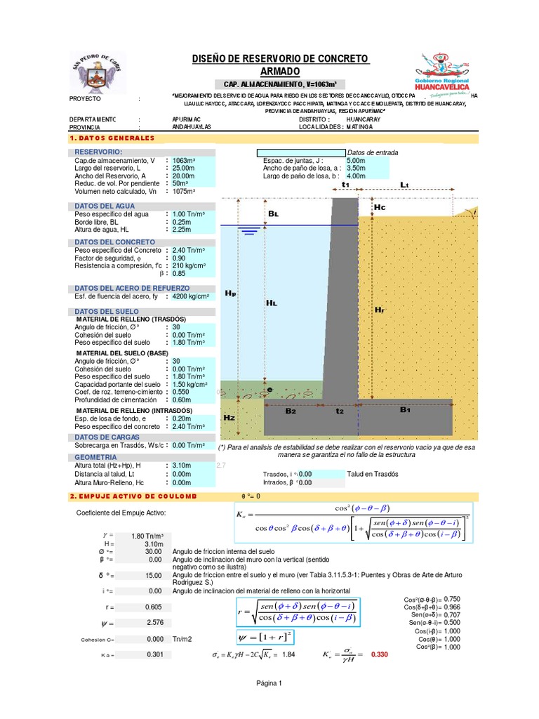 Diseño de reservorio de concreto armado para mejorar el servicio de ...