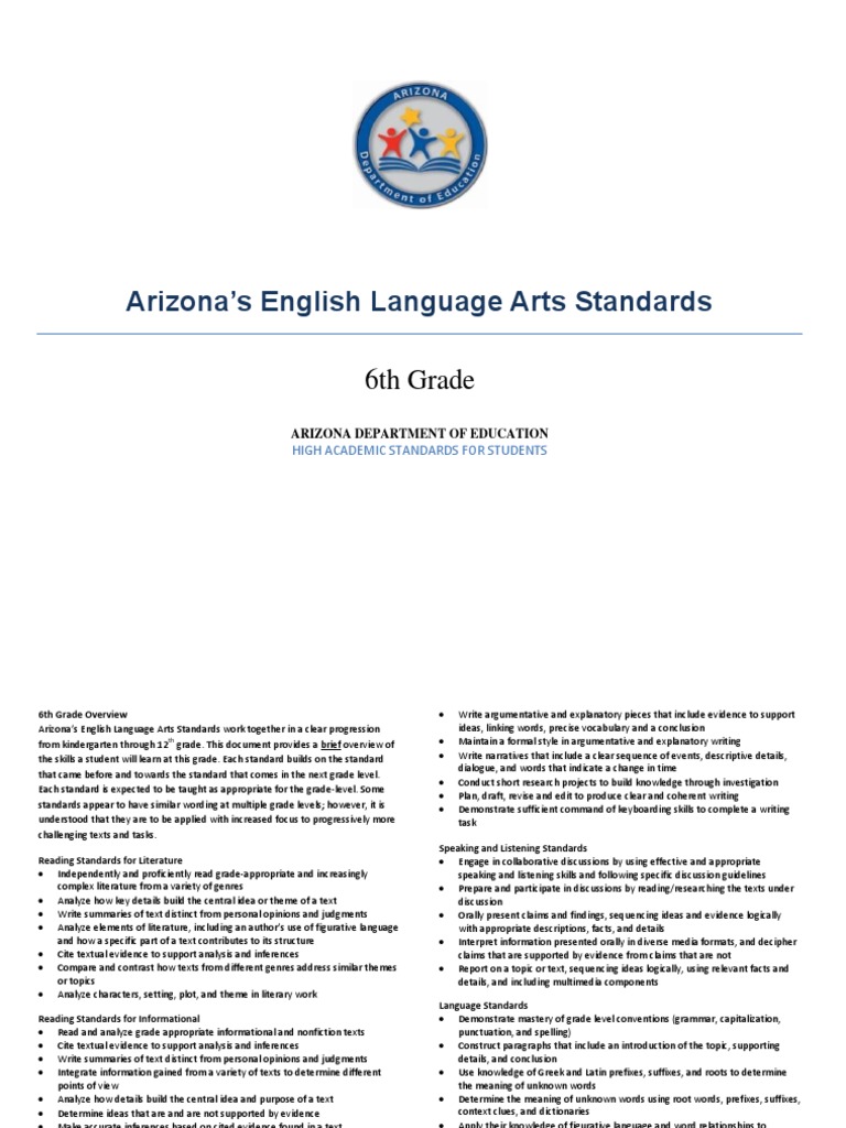 6th Standards | PDF | Word | English Language