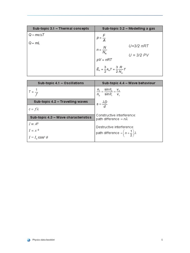 Physics Data Booklet 2016 (Dragged) | PDF