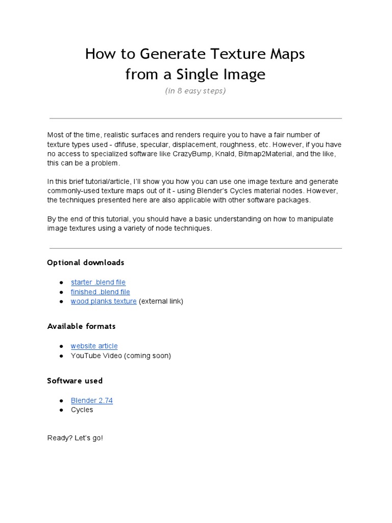 How To Generate Texture Maps From A Single Image (In 8 Easy Steps) | PDF | Texture Mapping | Shader