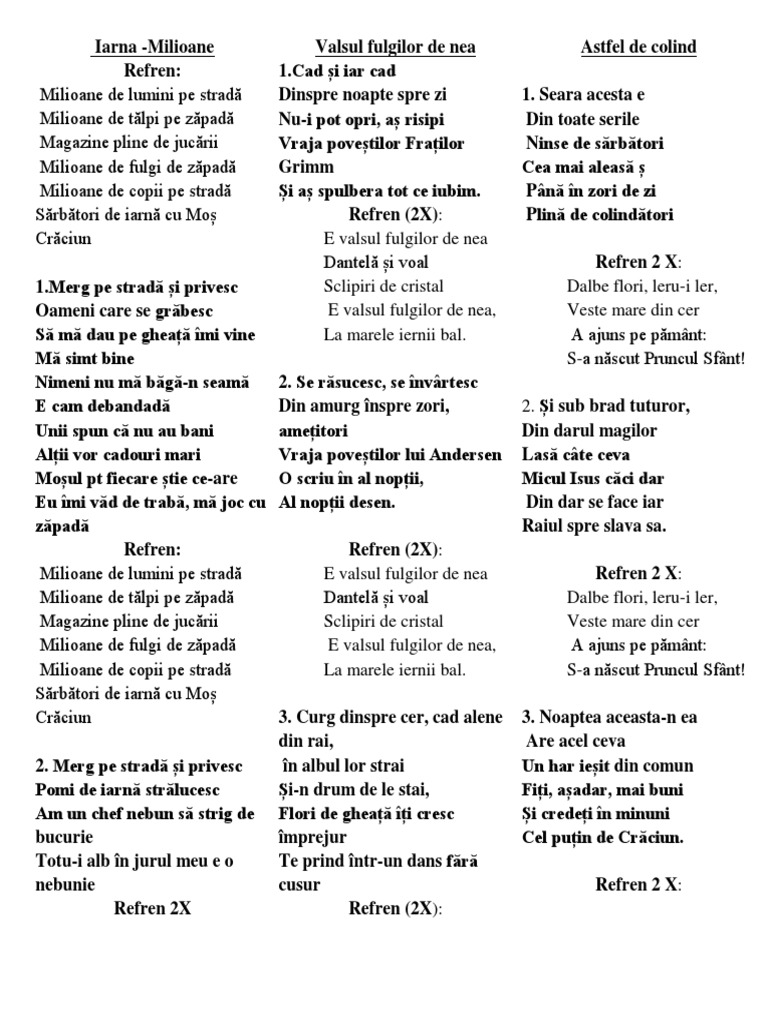 Versuri Colinde Romanesti | PDF