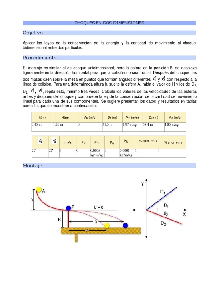 Choques en Dos Dimensiones | PDF | Impulso | Masa