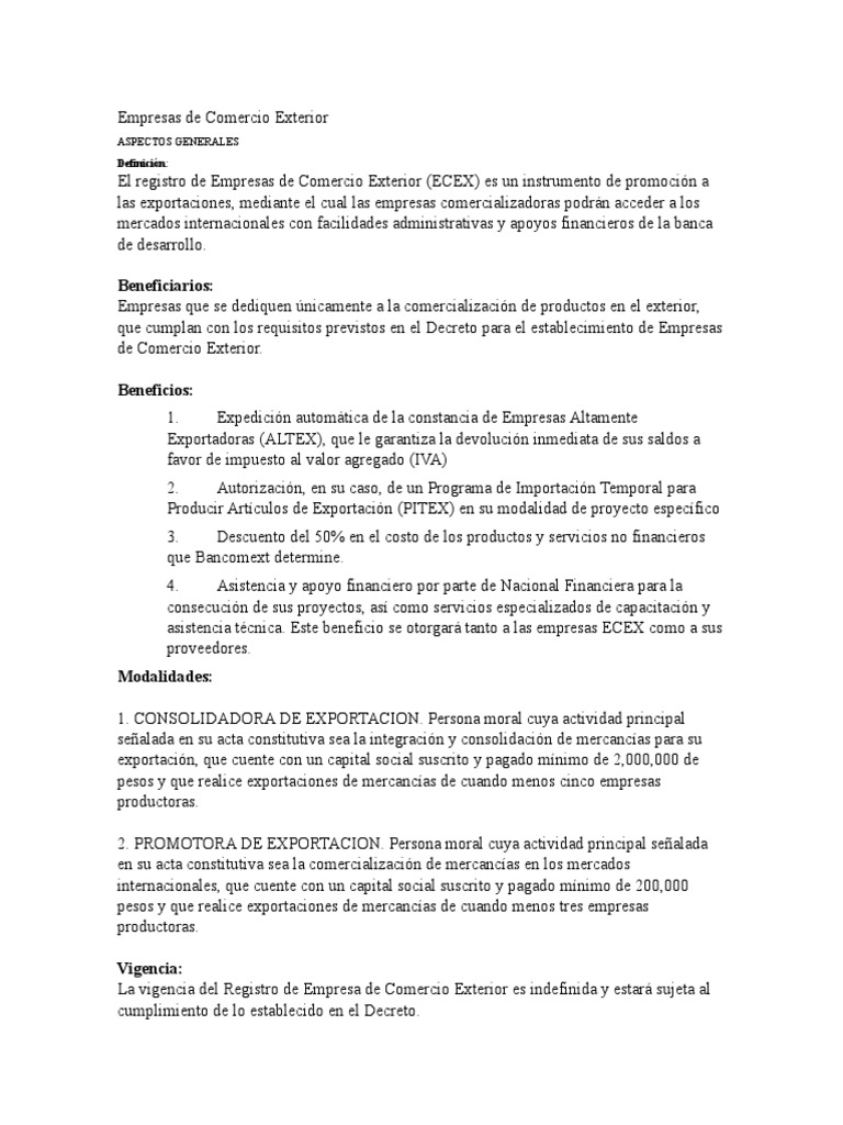 Ecex | PDF | El comercio internacional | Exportaciones