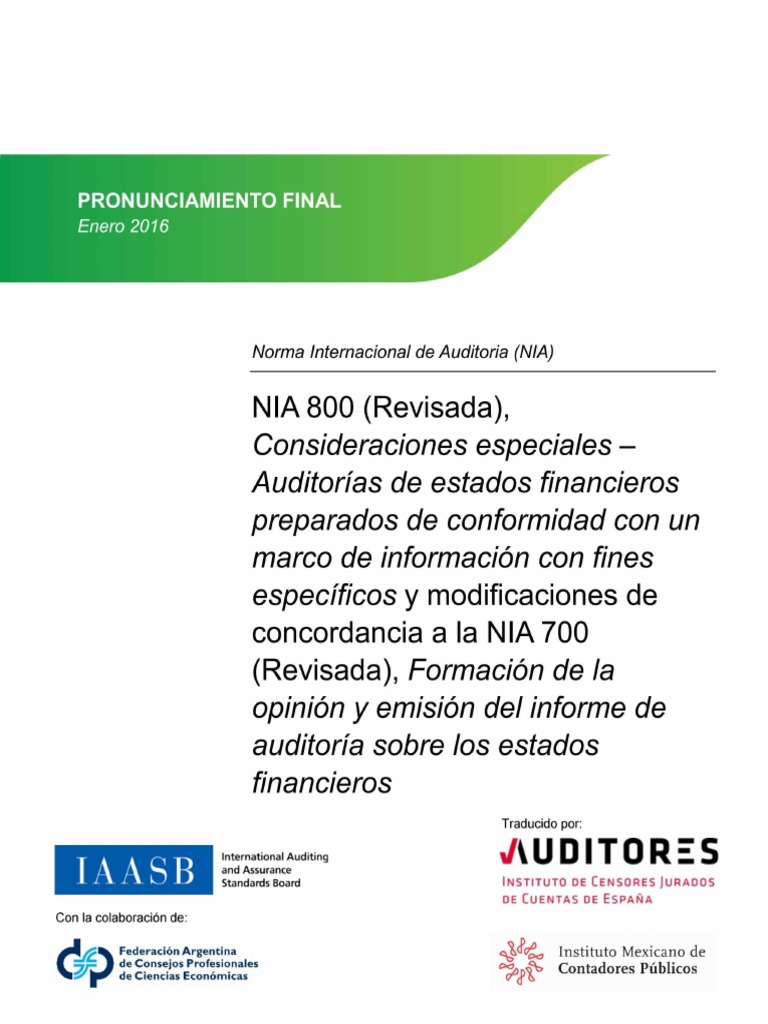 Iaasb Nia 800 Revisada Es | PDF