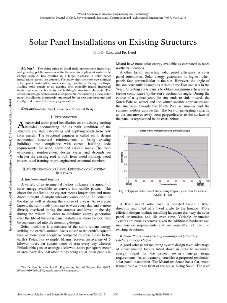 Solar Panel Installations On Existing Structures | PDF | Truss | Solar ...