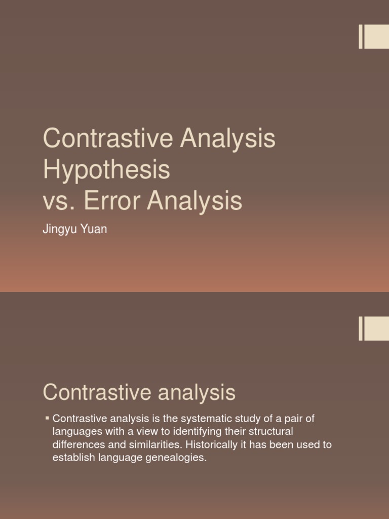 contrastive analysis hypothesis vs error analysis | Second Language ...