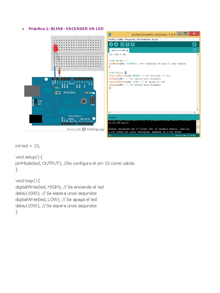 Práctica 1: Blink-Encender Un Led | PDF | Systems Engineering | Control ...