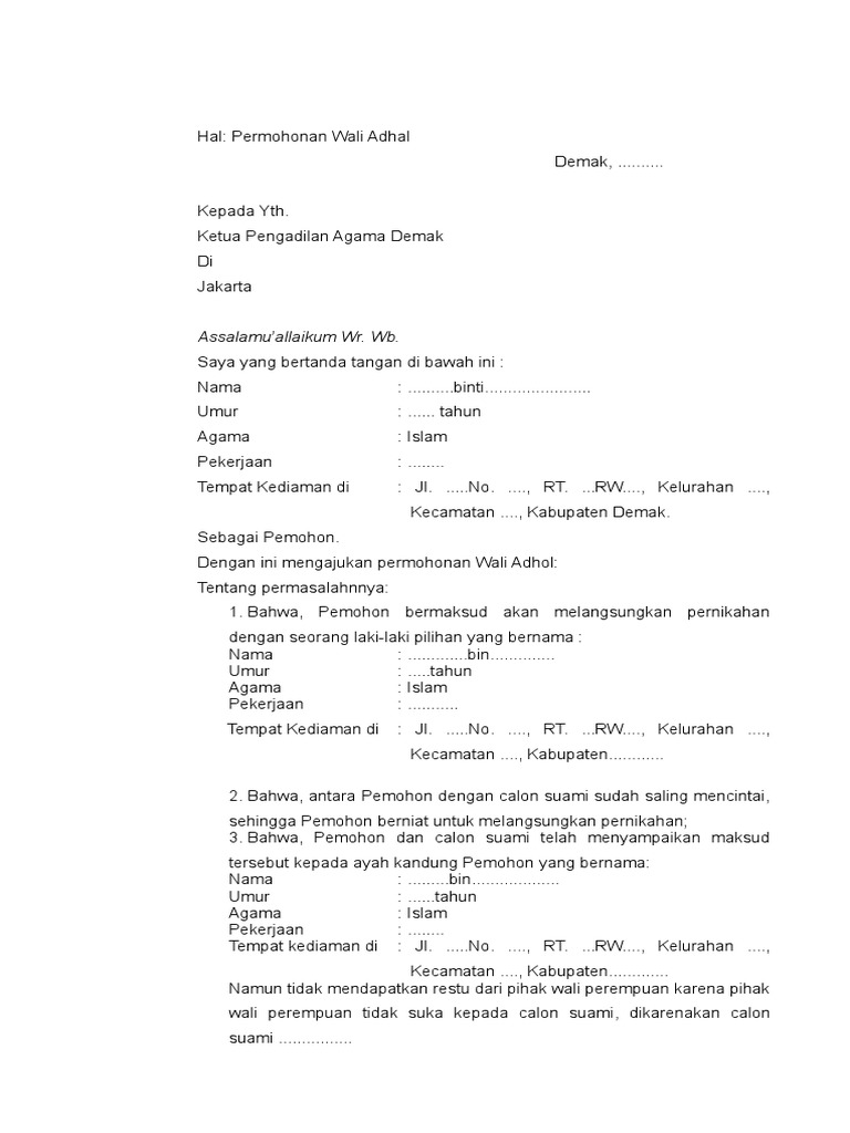 Contoh Permohonan Perwalian | PDF