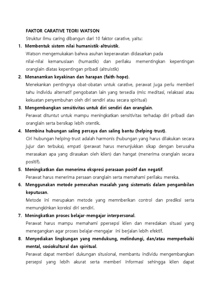 Faktor Carative Teori Watson | PDF