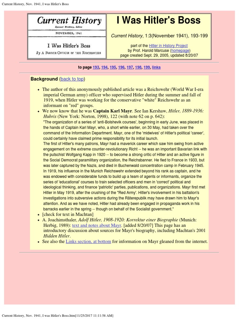 Hitler's Early Career: Insights from Mayr | PDF | Adolf Hitler | Nazi ...