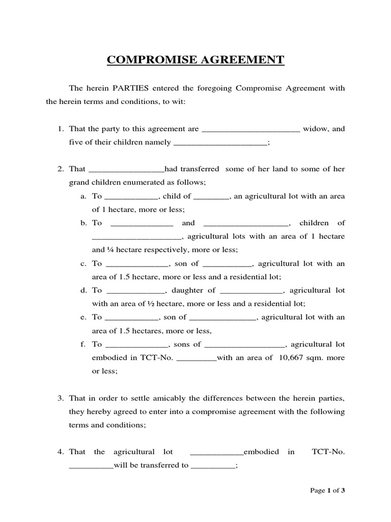 Compromise Agreement: Page 1 of 3 | PDF | Virtue | Private Law