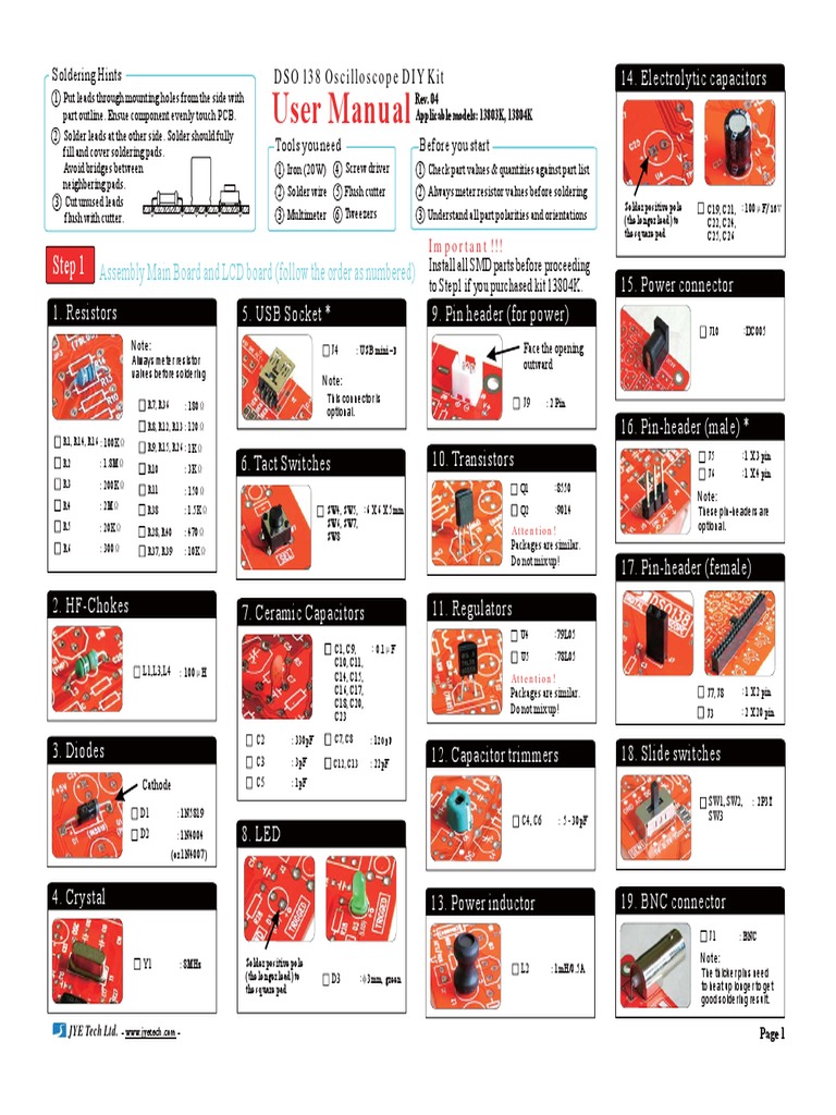DSO 138 Oscilloscope Assembly Manual | PDF | Electrical Engineering ...