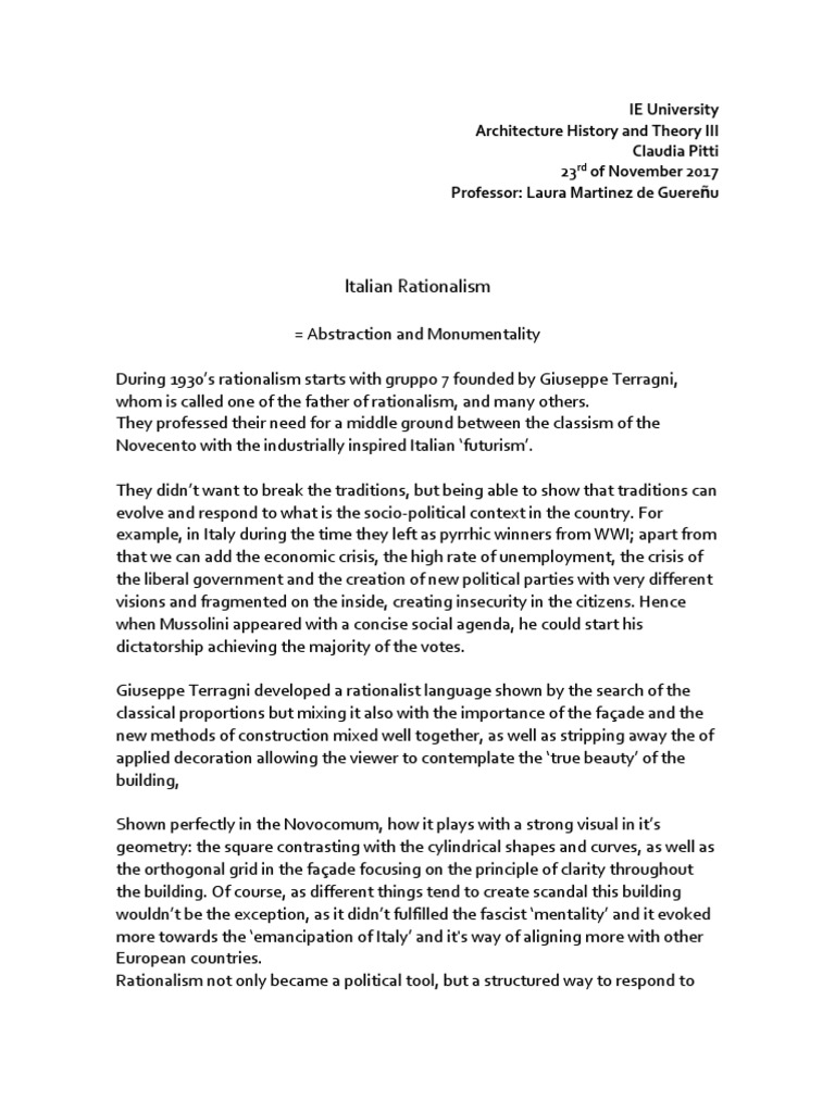 Italian Rationalism | PDF | Italy | Rationalism