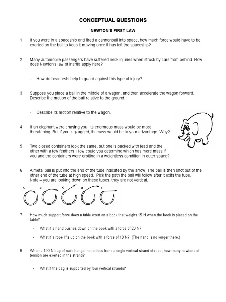 Conceptual Questions: Newton'S First Law | PDF | Weight | Force
