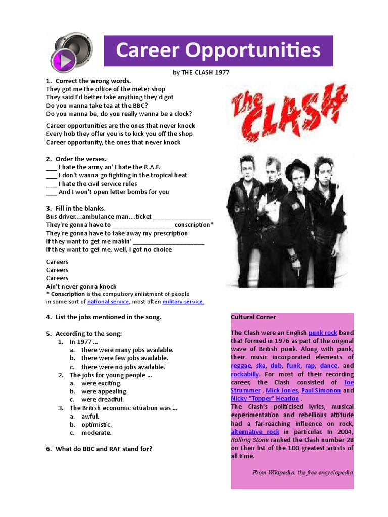 The Clash - Career Opportunities | PDF | Popular Music | Leisure The Clash - Career Opportunities | PDF | Popular Music | Leisure