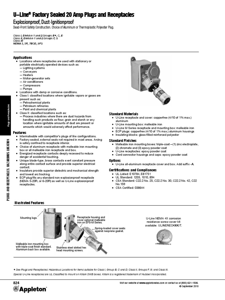 Toma y Enchufe Explosion Proof. Appleton | PDF | Electrical Connector ...