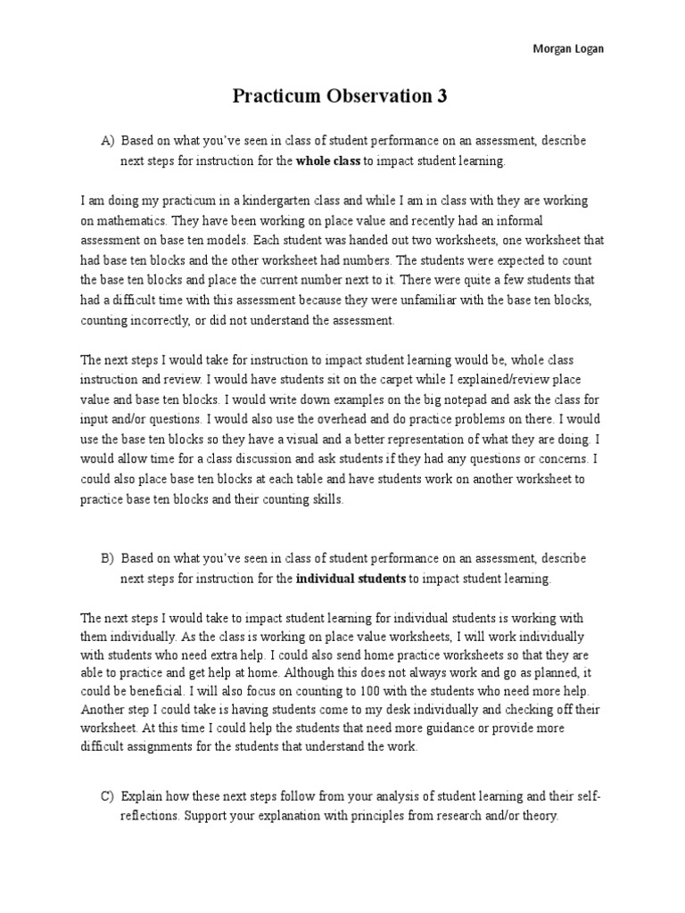 Practicum Observation 3 | PDF | Educational Assessment | Empirical Research