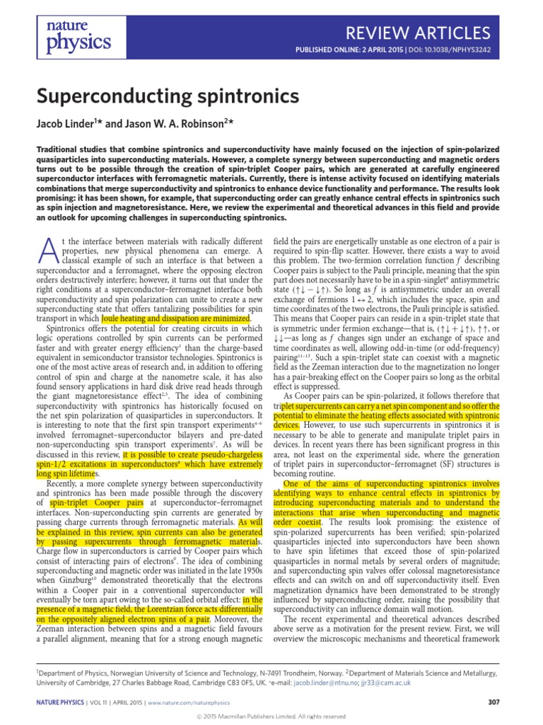 Superconducting Spintronics: Review Articles | PDF | Superconductivity ...