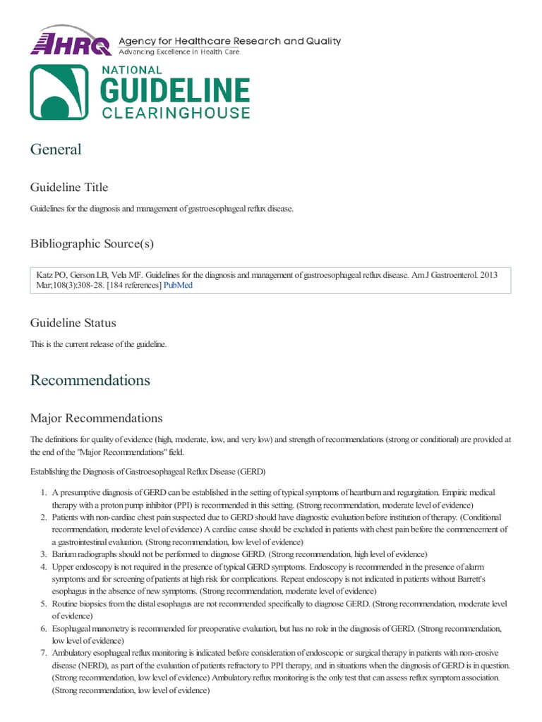 2013 Gerd by Acg | PDF | Gastroesophageal Reflux Disease | Heartburn