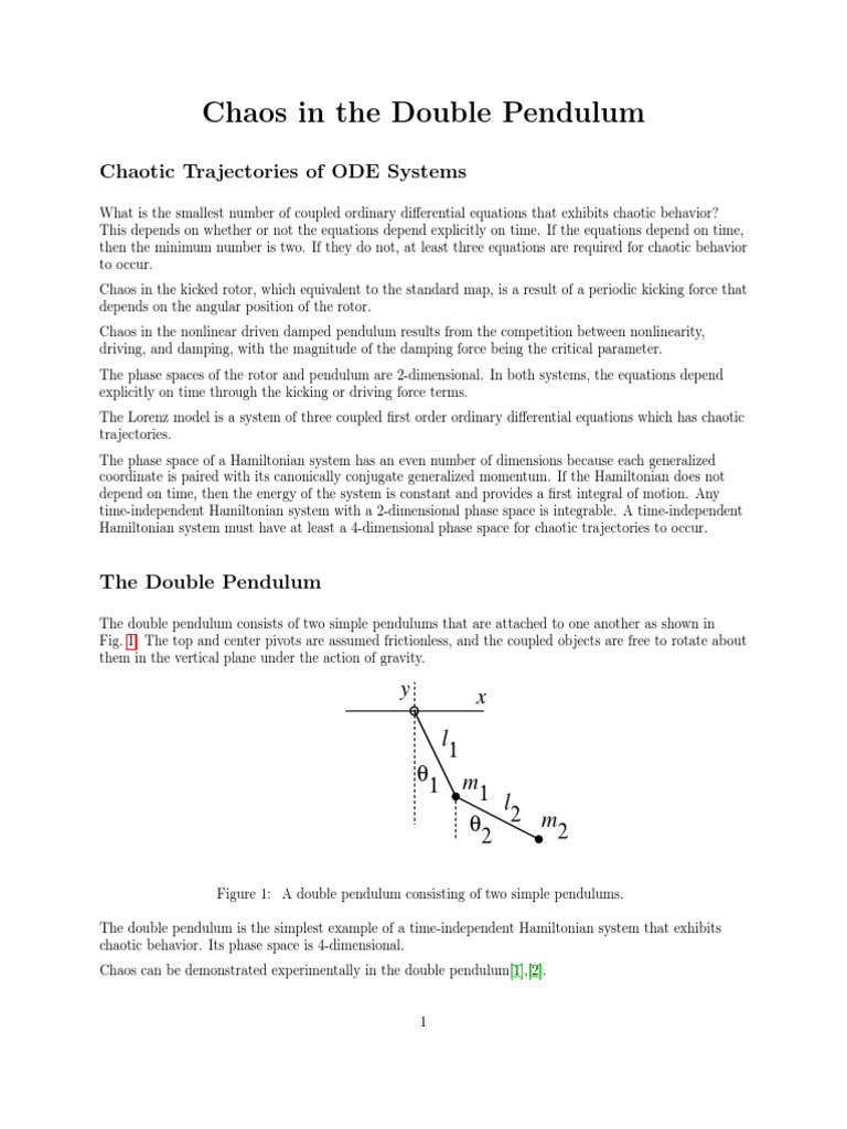 Double Pendulum Chaos Explained | PDF | Hamiltonian Mechanics | Chaos Theory