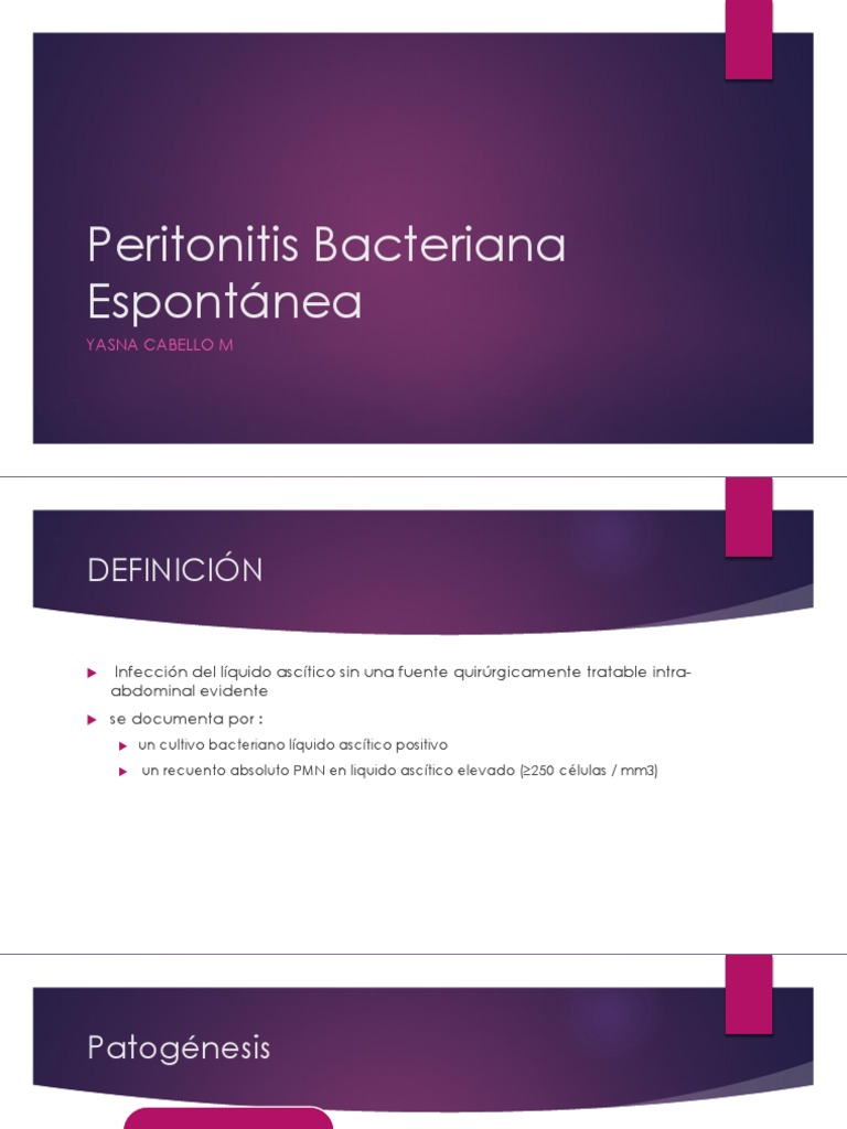 Peritonitis Bacteriana Espontánea | PDF | Las bacterias | Antibióticos