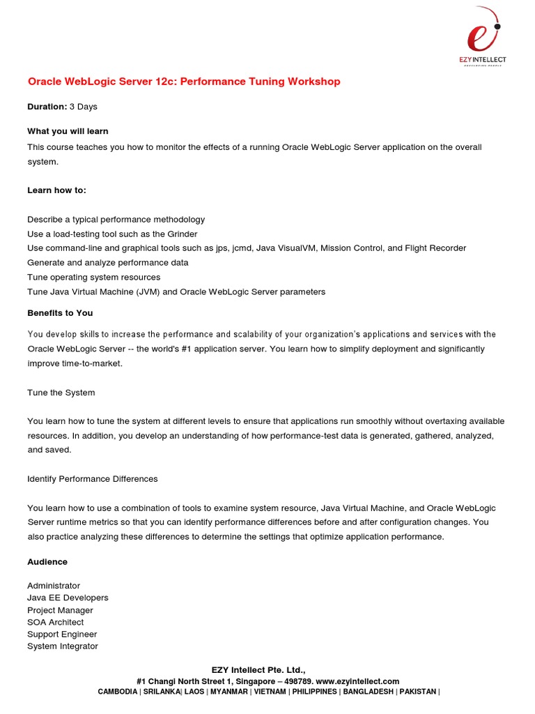 D83171gc10 Oracle Weblogic Server 12c Performance Tuning Workshop Pdf