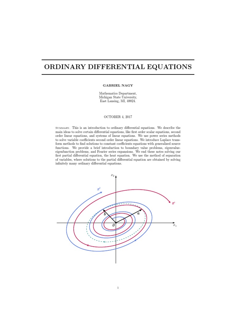 Ordinary Differential Equations | PDF | Ordinary Differential Equation ...
