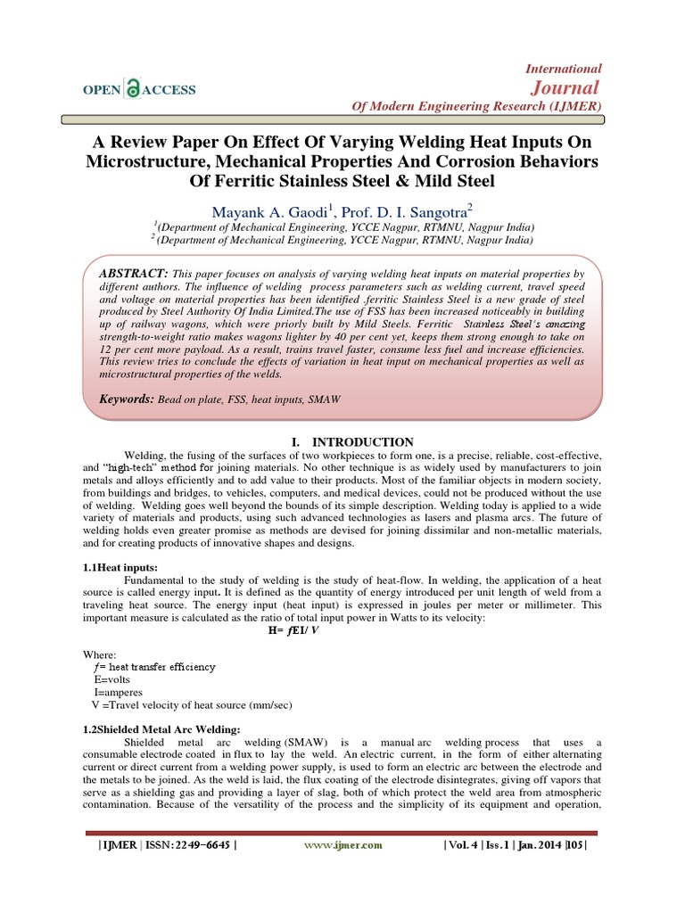 A Review Paper On Effect of Varying Welding Heat Input On ...