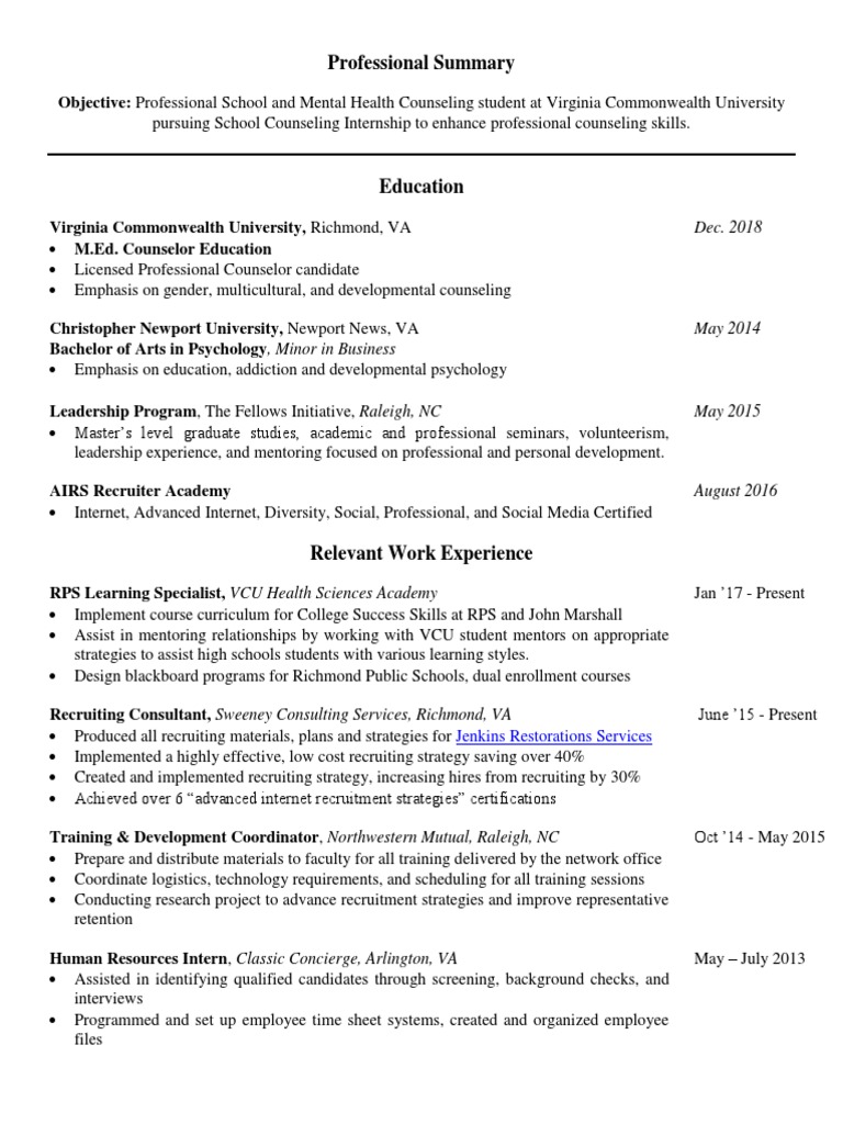 Cailey Sweeney Resume | PDF | School Counselor | Mentorship