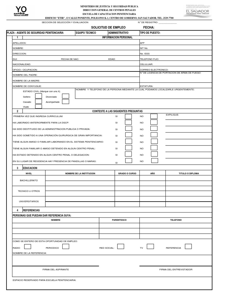 Formulario de Solicitud de Empleo | PDF