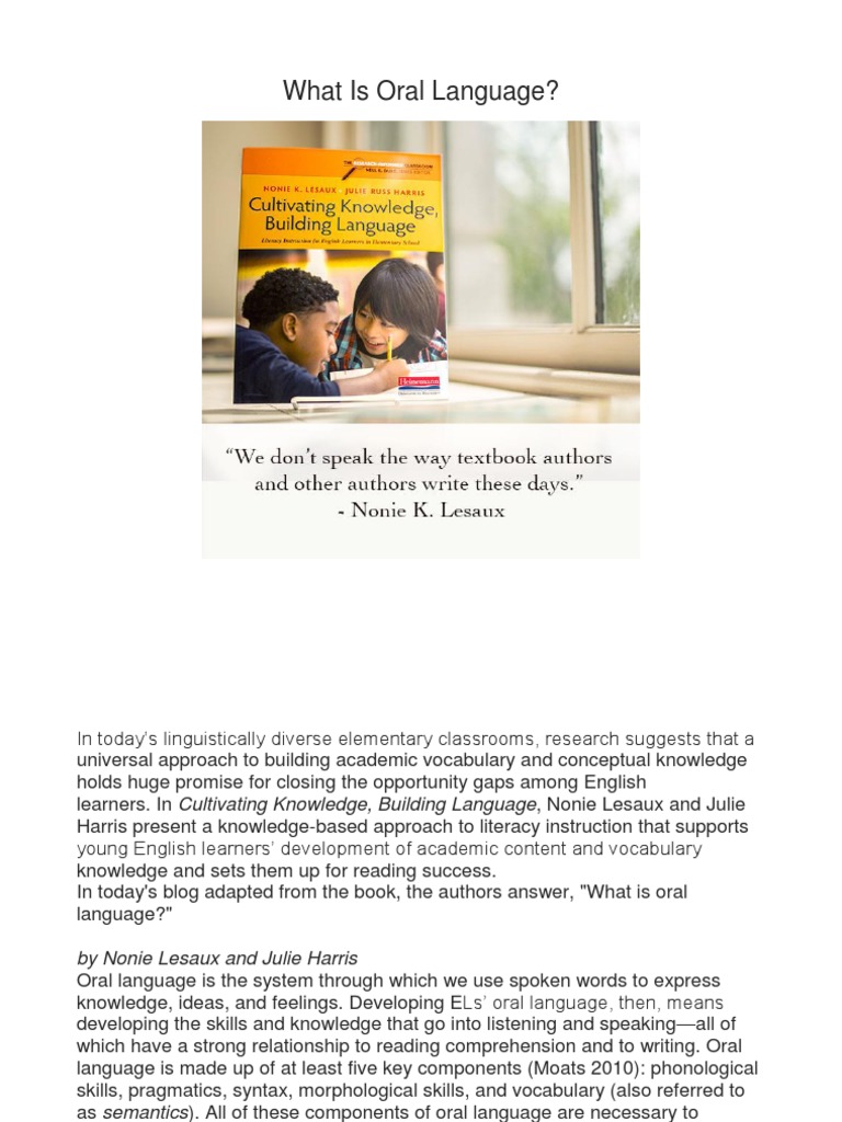 SPD 330 What Is Oral Language | PDF | Speech | Word