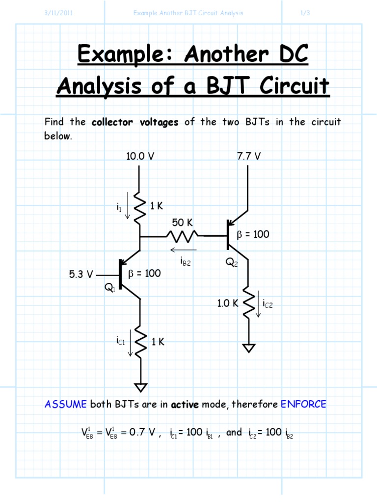 Example Another BJT Circuit Analysis | PDF | Bipolar Junction Transistor | Electronic Engineering